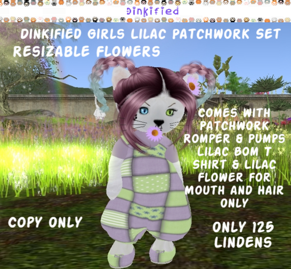 Second Life Marketplace 125dinkified Girls Lilac Patchwork Set